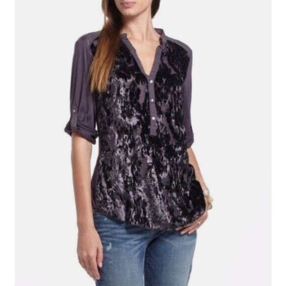 Tiny | Tops | Anthro Tiny Vaha Burnout Velvet Sequin Tab Sleeve Top M ...